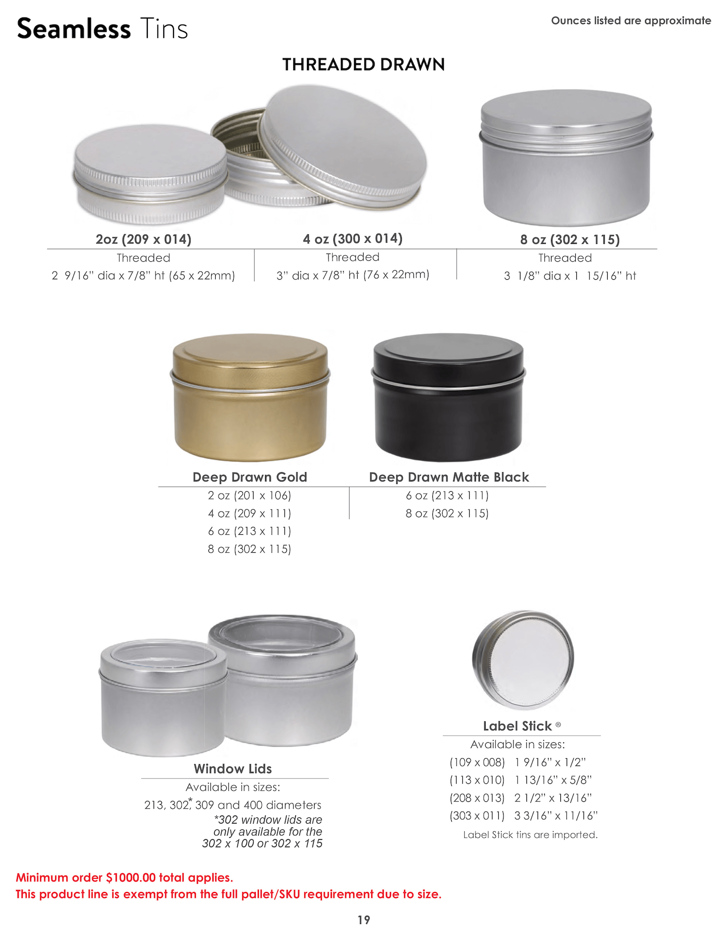 Stock Tin Program Catalog 2021