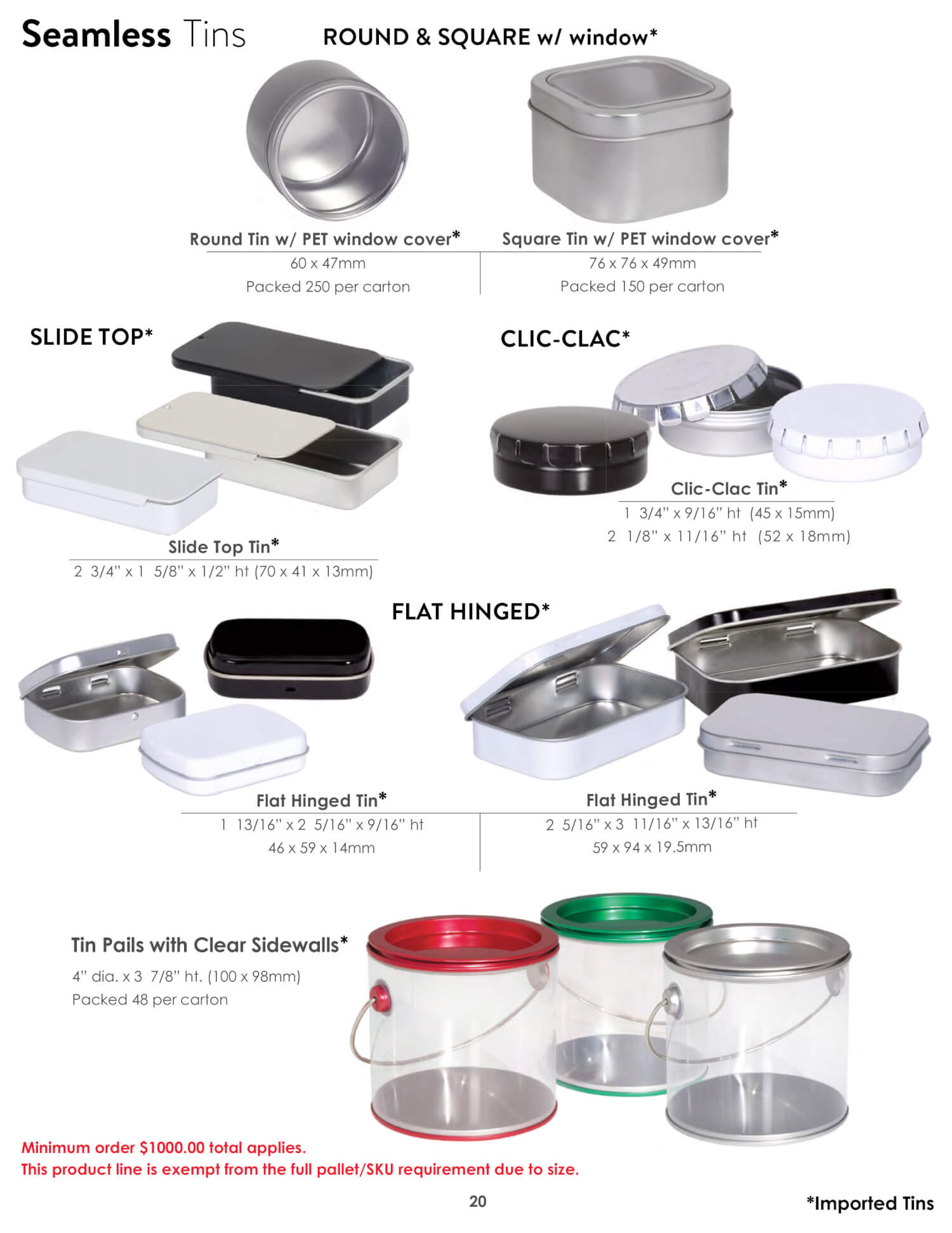 Stock Tin Program Catalog 2021